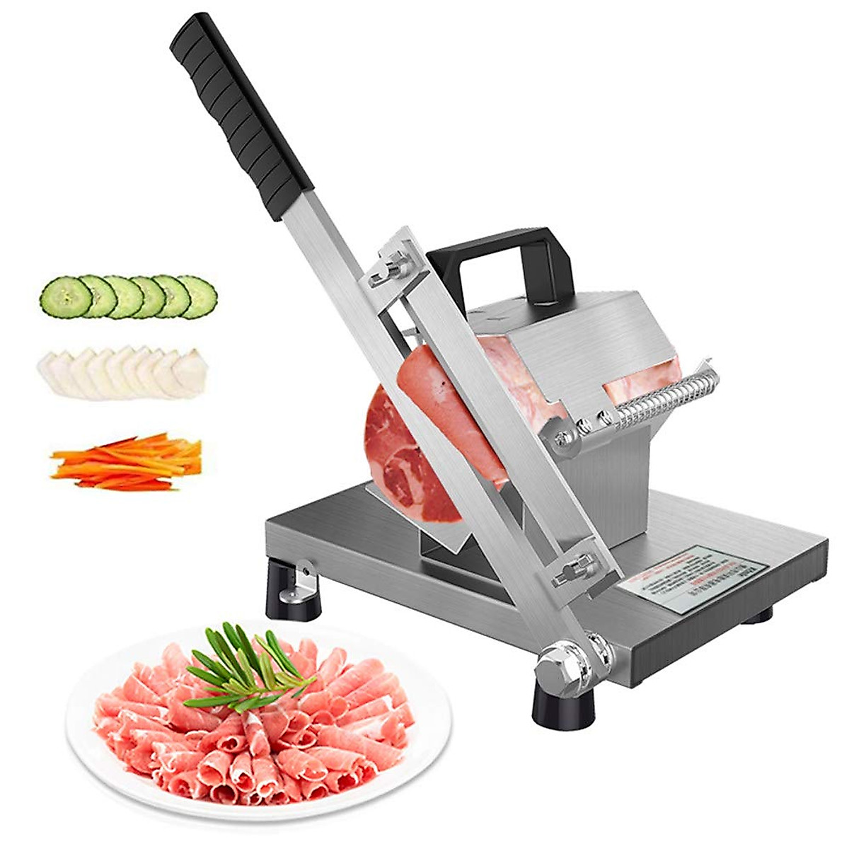 ZCM-JSDTWS Manual Frozen Meat Slicer, Stainless Steel Meat Cutter Beef Mutton Roll Meat Food Slicer Slicing Machine for Home Cooking Kit of Hot Pot Shabu