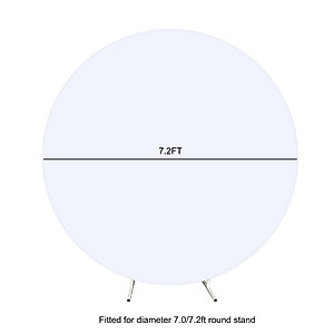 7.2ft Pure White Round Backdrop Cover for 7ft /7.2ft Circle Stand, Wrinkle Free Stretchy Circle Arch Round Backdrop Cover for Party Wedding Birthday Baby Shower Photography