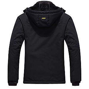 Wantdo Men's Waterproof Mountain Jacket Fleece Windproof Ski Jacket US XL Black XL