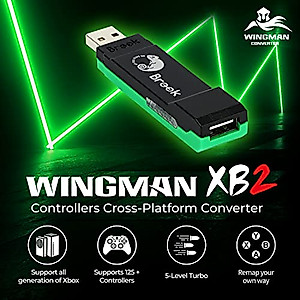 Brook Wingman XB 2 Converter - Wireless Controller Adapter for Xbox Consoles and PC, Supports Remap and Adjustable Turbo