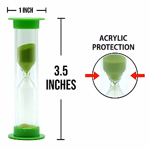 TeacherFav Sand Timer for Kids Set of 3 Small Colorful Hourglass Acrylic Covered Clock 1Min 2Min 5Min for Classroom, Home & Kids Room