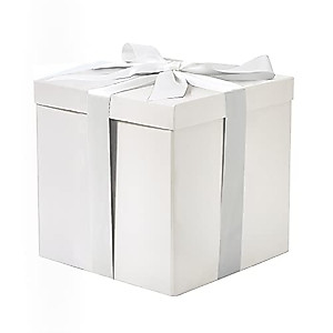 RUSPEPA Medium Birthday Gift Box with Lids, Ribbon and Tissue Paper, Collapsible Gift Box - 1 Pcs, 9x9x9 Inches, White