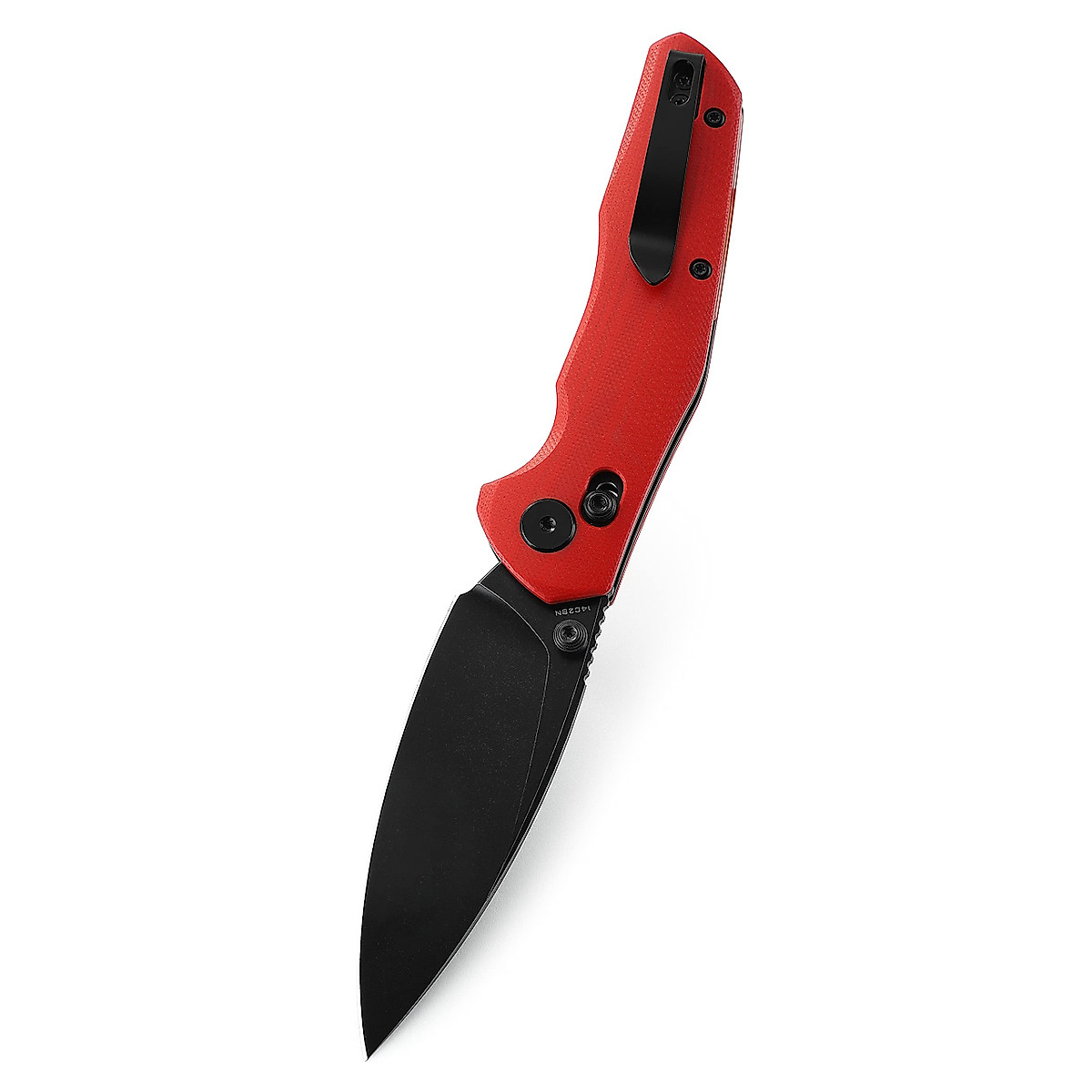 BESTECHMAN Ronan EDC Folding Knife Red G10 Handle Pocket Knife, 14C28N Steel Thumb-Stud Outdoor Tools, BMK02J (Red Handle)