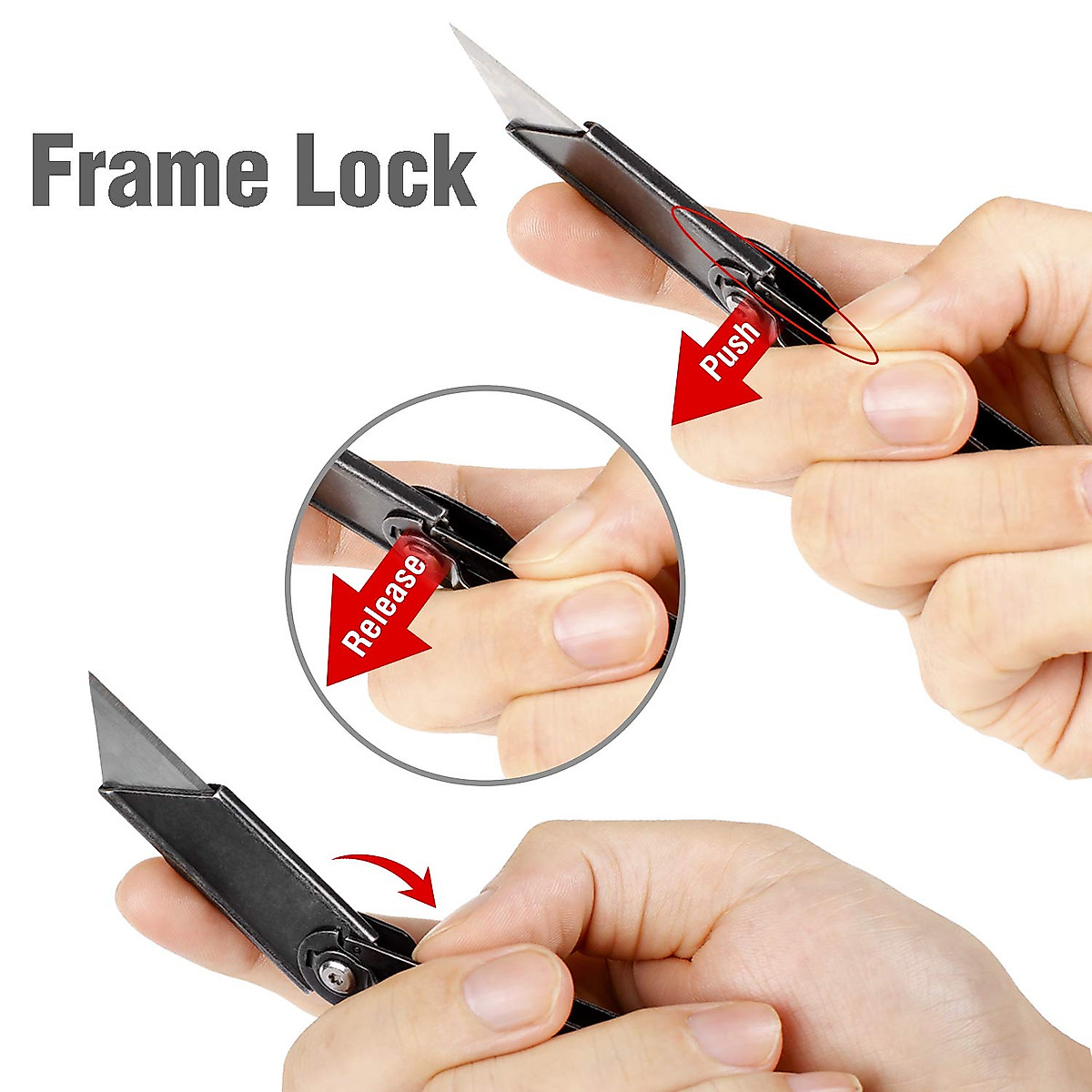 MOSSY OAK 2-pack Folding Pocket Utility Knife Set, Quick Change Box Cutter with Frame Lock, EDC Foldable Razor Knife with Belt Clip, Stone Washed