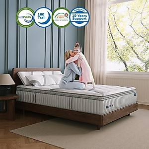 Lechepus Queen Mattress, 12Inch Gel Memory Foam Hybrid Mattress with 7-Zone Individual Pocket Springs Mattress, Queen Size Medium Feel Mattress Bed in Box, Cooler Sleep & Pressure Relief