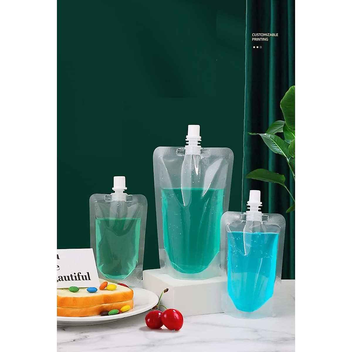 HOUSON 50PCS 16oz Plastic Flasks, Concealable and Reusable BPA-Free Drink Pouches Leak Proof Food Grade For Concerts, Events Sports Travel (500ML + 1 Funnel)