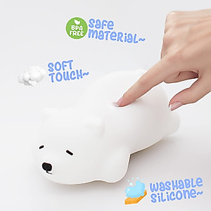 TWINKOPAT Sleeping Bear Night Light, Soft Animal Silicone Night Light for Kids Room Bedroom, Portable USB Rechargeable Squishy Lamp, Kawaii Room Decor, Cute Gifts for Infant Baby Toddler Children