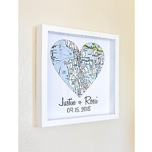 Heart Map Framed Art Map Heart Wedding Gifts for Couples Unique Wedding Gift Wedding Present Wedding Gift Ideas