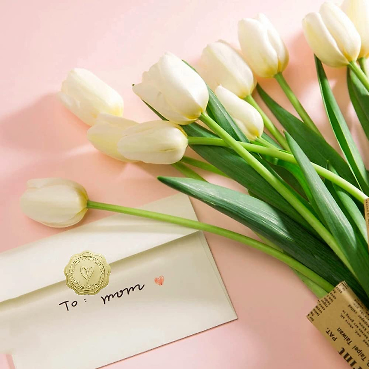 300 Parks Gold Heart Stickers Gold Embossed Heart Envelope Seals Wax Stickers Gold Embossed Envelope Stickers - Gold Stickers for Envelopes, Wedding Stickers Greeting DIY Decoration