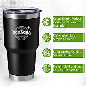 SCOACHA 30 oz Stainless Steel Double Wall Vacuum Insulated Travel Tumbler – Durable and Spill-Proof Lid – Perfect for On-the-Go, Work, and Outdoors. (Black)