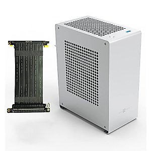 ZZEW A1P Mini-ITX Case, Micro ITX PC Case, Mini Computer Case in Silver Color, Full Aluminum Small Gaming Case with 3.0 Dual Reverse PCI Riser Cable