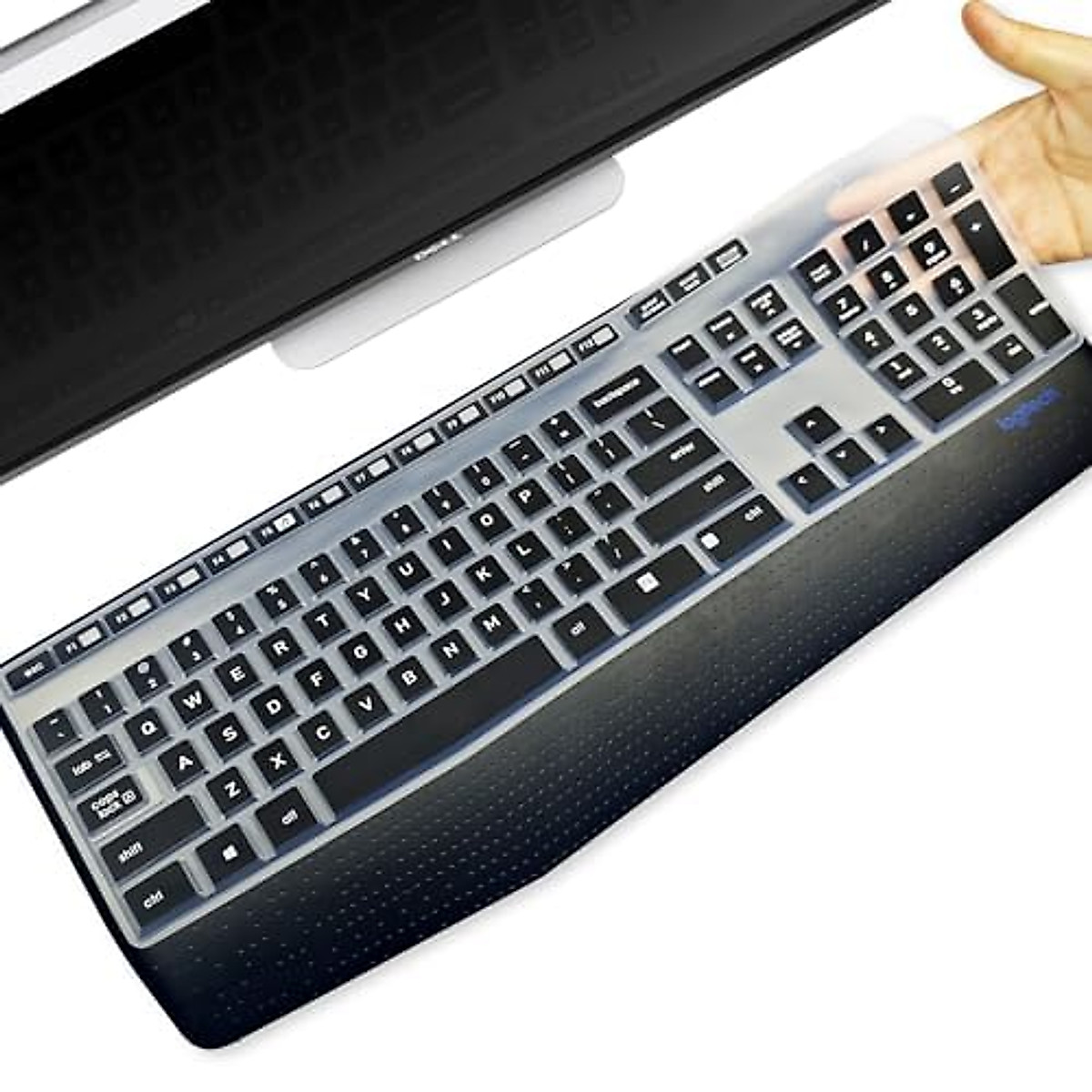 Premium Ultra Thin Silicone Full-Sized Keyboard Protector,Compatible with Logitech MK345 Wireless Keyboard, Waterproof Dustproof Keyboard Skin (Black)