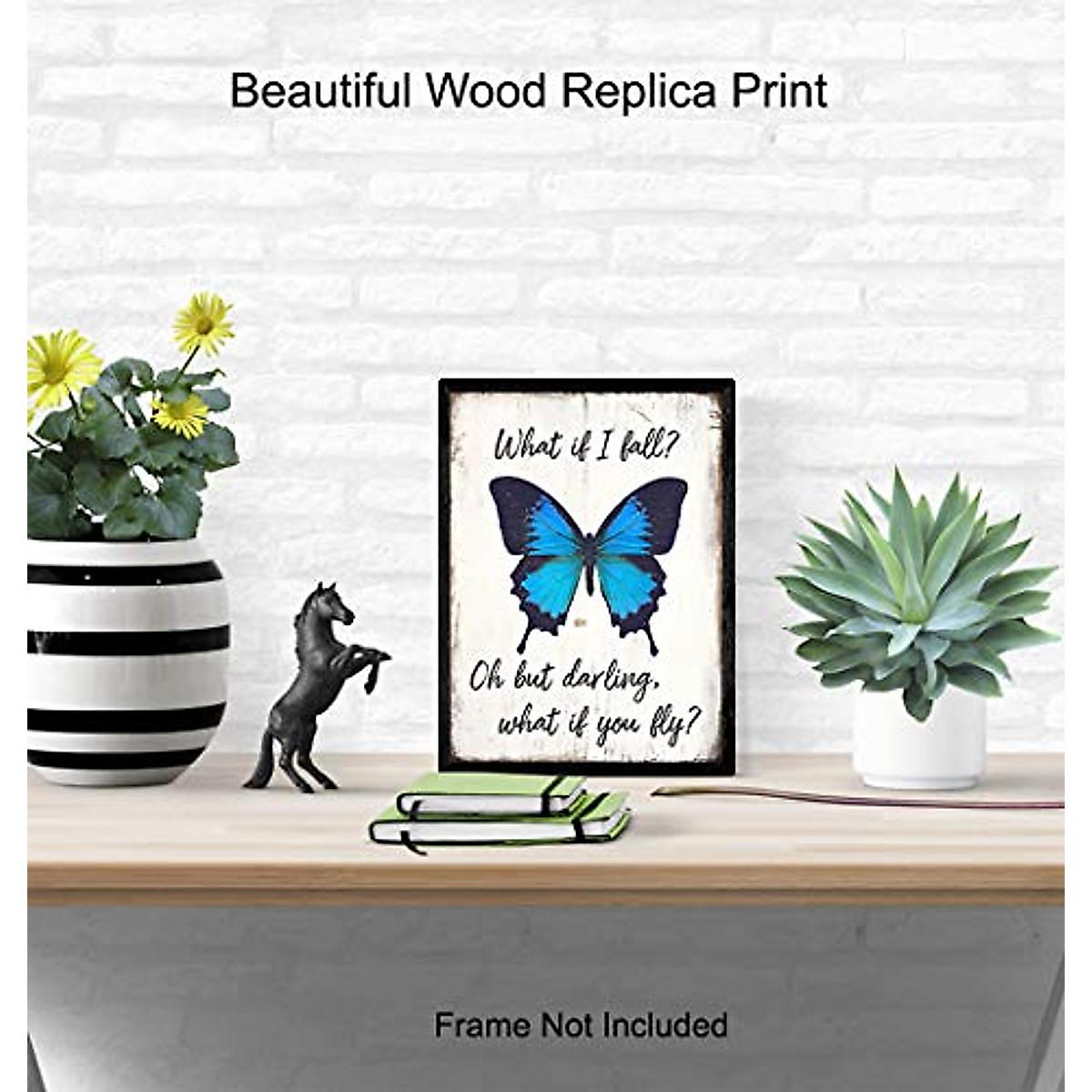 Butterfly Inspirational Quote Wall Art - Rustic Home Decor, Room Decorations for Bedroom, Living Room - Boho Encouragement Gift for Women, Girls, Teens, Best Friend, BFF – Sign Plaque Poster -Unframed