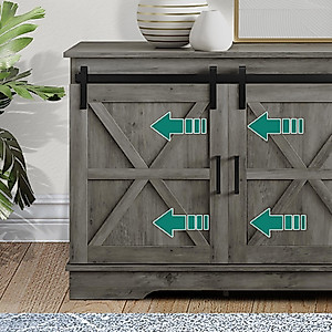 YITAHOME Farmhouse TV Stand for 65/60/55 Inch, Modern Entertainment Center with Sliding Barn Door, Wood TV Media Console Storage TV Cabinet for Living Room for 300lbs, Rustic Grey