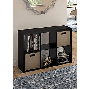 ClosetMaid 6 Cube Storage Shelf Organizer Bookshelf with Open Back, Vertical or Horizontal, Easy Assembly, Wood, Black Finish