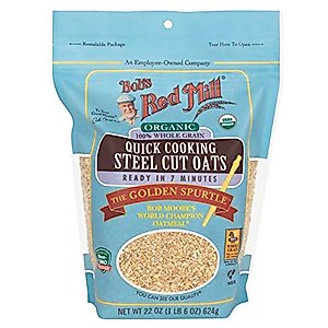Bob's Red Mill Organic Quick Cook Steel Cut Oats (22 Ounce, Pack of 2)
