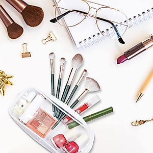 Sepamoon 30 Pcs Cosmetic Pouch Bag with Zipper Transparent Waterproof PVC Pencil Case Clear Makeup Bags Makeup Brush Case Large Capacity Pencil Bag for Office Stationery and Travel Storage (White)