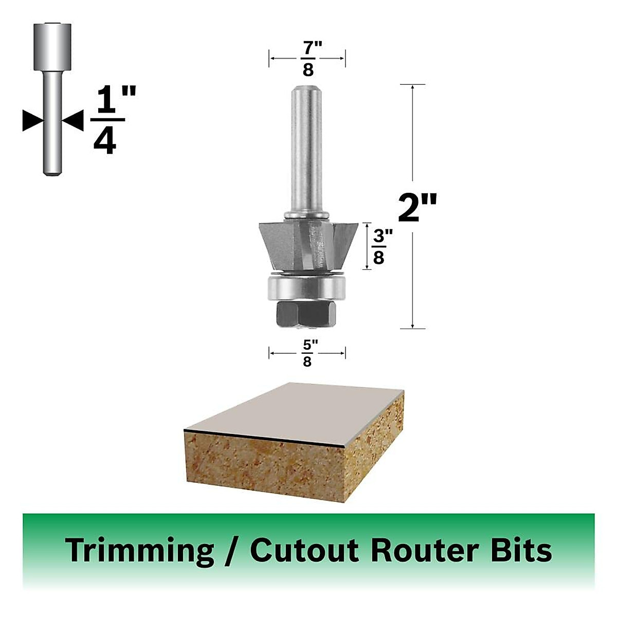 Bosch 85420M 22 degree x 3/8 In. Carbide Tipped 3-Flute Bevel Trim Assembly Bit