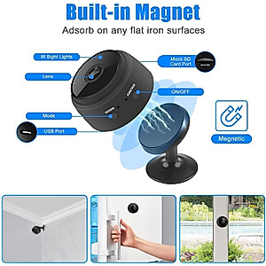 MDGLSYEE SHPTDJTIC Wireless Security Camera Mini Camera Outdoor/Indoor with Audio, Home Surveillance Camera, 1080P IP HD Build-in Battery 350mah，Infrared Night Vision, HDWIFI（3-Pack）