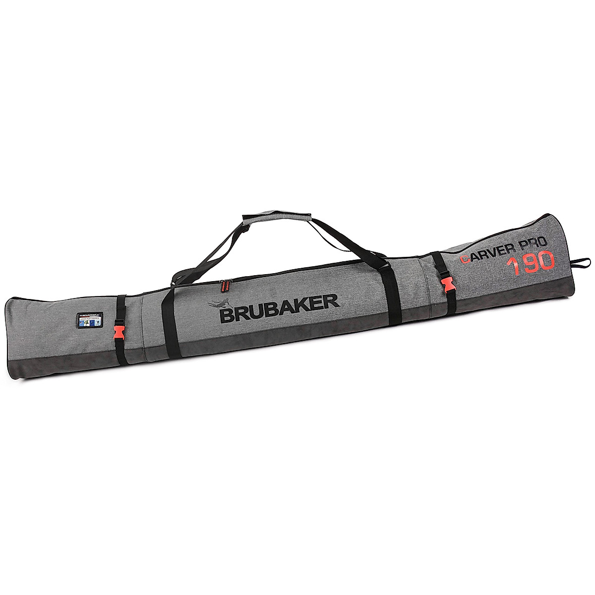BRUBAKER Combo Ski Boot Bag and Ski Bag for 1 Pair of Ski, Poles, Boots, Helmet, Gear and Apparel - (190 cm) 74 3/4" - Gray