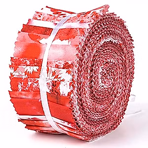Soimoi 40Pcs Tie Dye Print Cotton Precut Fabrics for Quilting Craft Strips 2.5x42inches Jelly Roll - Red