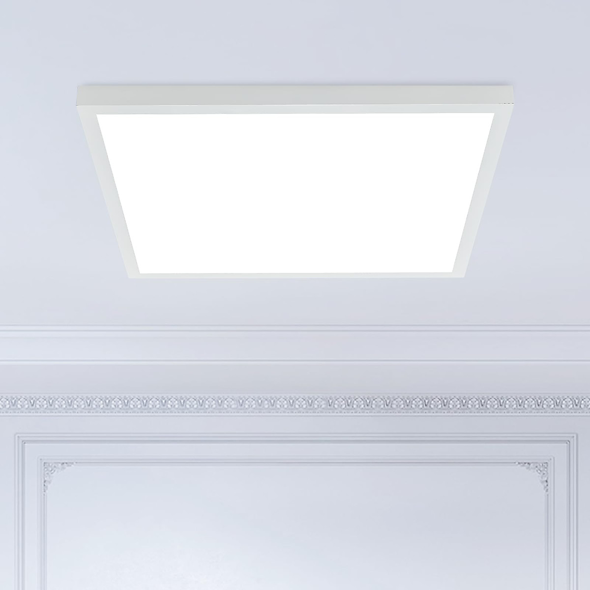 Mcacggo 2x2 FT LED Flat Panel Light Surface Mount Dimmable & 3000K/4000K/5000K in one - 40W 24x24 inch Backlit Flush Mount Ceiling Fixture, Bright 4400LM, 100-277V, ETL Listed, 4-Pack