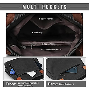 SUKUTU Ladies Canvas Tote Handbags Multiple Pockets Casual Top Handle Satchel Daily Purse