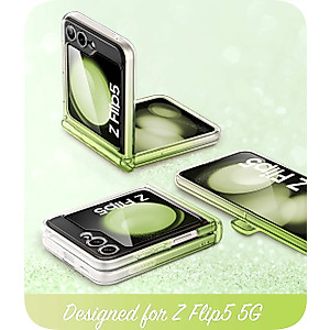 i-Blason Cosmo for Samsung Galaxy Z Flip 5 Case [Hinge Protection] [Built-in Front Screen Protector] [Support Wireless Charging] Slim Stylish Protective Phone Case for Galaxy Z Flip 5 (Green)