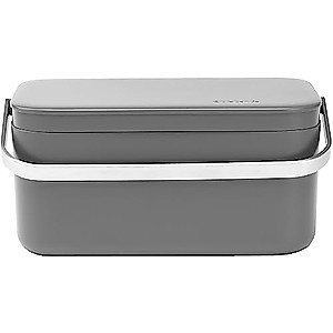 Brabantia Food Waste Caddy (0.48 Gal/Dark Gray) Kitchen Leftovers Can with Stay-Open Lid & Stainless Steel Handle for Composting