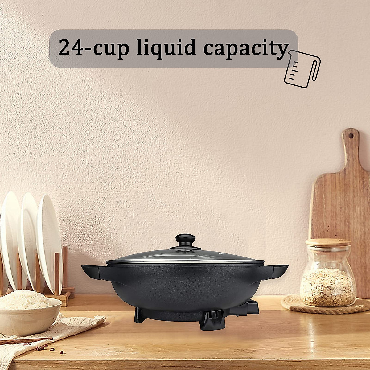 Nonstick Electric Skillet - with Vented Glass Lid (13-In, 6Qt)