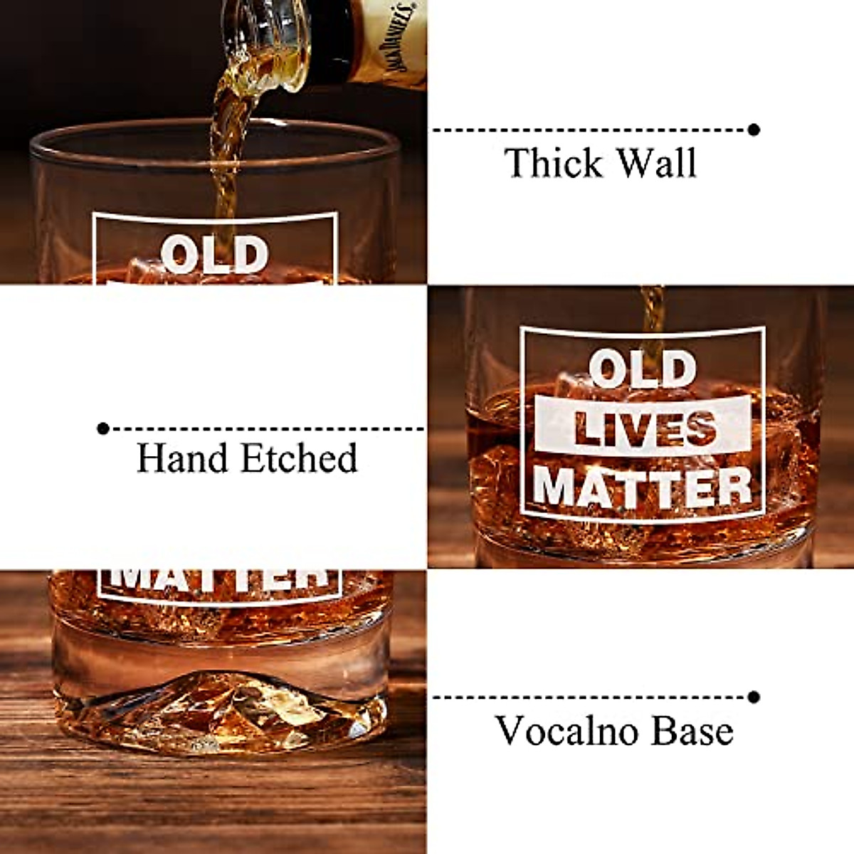 PONPUR Grandpa Juice Whiskey Glass & Old Lives Matter Whiskey Glass, Christmas Stocking Stuffers For Grandpa Grandfather, The Men Who Are Grandpa Grandfather