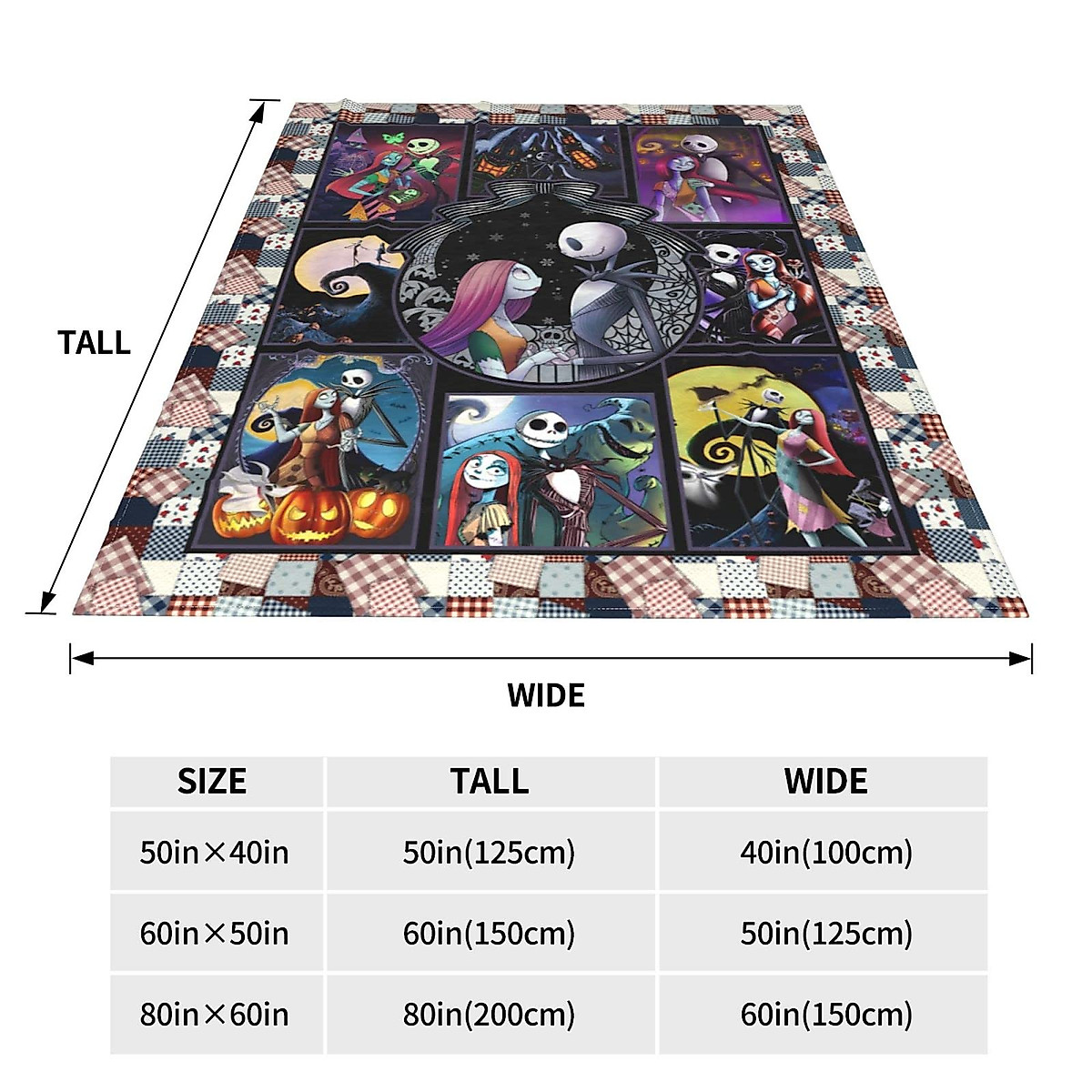 Ennankob Christmas Cartoon Nightmare Throw Blankets Soft Warm Micro Fleece Blanket Novelty Home and Collectible Holidays Party All Seasons for Kids Aldults 50''X40'', Black 3