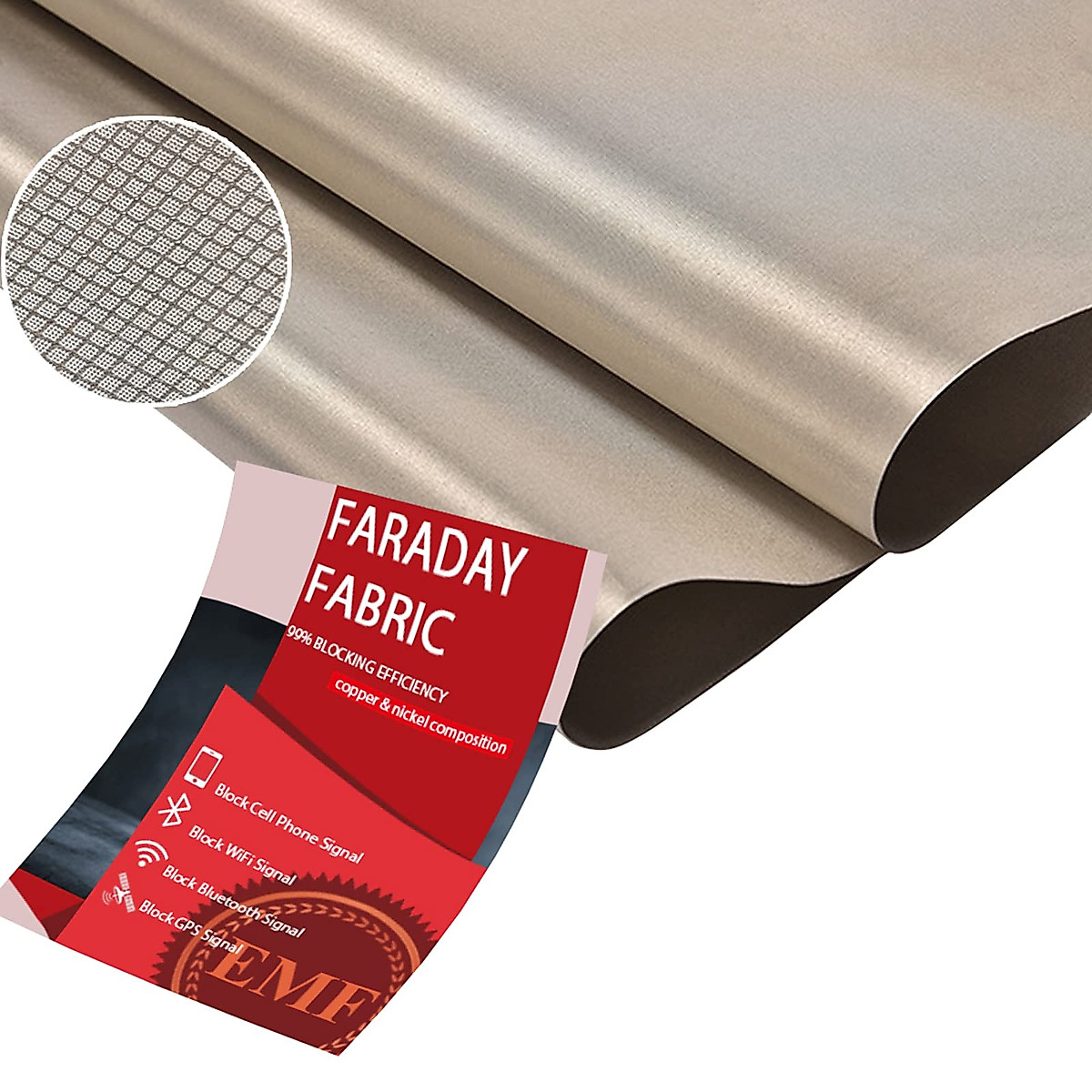 Faraday Fabric-EMI RFID Shielding-Block WiFi/RF Anti-Radiation Military Grade and Radiation Protection Nickel Copper Fabric, RFID Blocking Material 36"x44" inch