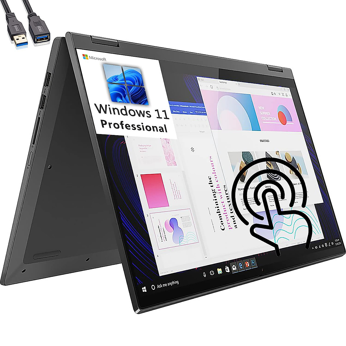 Lenovo IdeaPad Flex 5 16" Touchscreen Laptop, Octa-Core AMD Ryzen 7 5700U (Beat i7-1165G7), 8GB LPDDR4x RAM, 1TB PCIe SSD, WiFi 6, Windows 11 Pro, BROAG Extension Cable