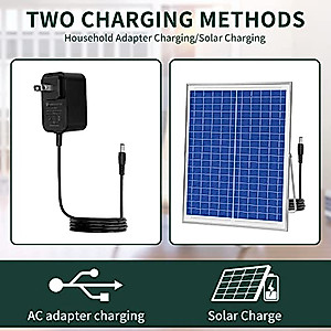 CYBERDAX 14 Inch Portable Golden All Metal Made Table Fan, Wireless Rechargeable Fan with Solar Panel Powered and AC Charger Dual Input for Indoor Housing, Office, Camping, Fishing Outdoors