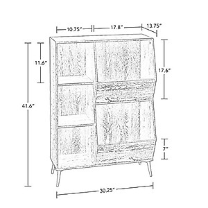 RiverRidge Home Woodbury Collection Storage Cabinet with Cubbies and Veggie 2pc Bin-Black, Weathered
