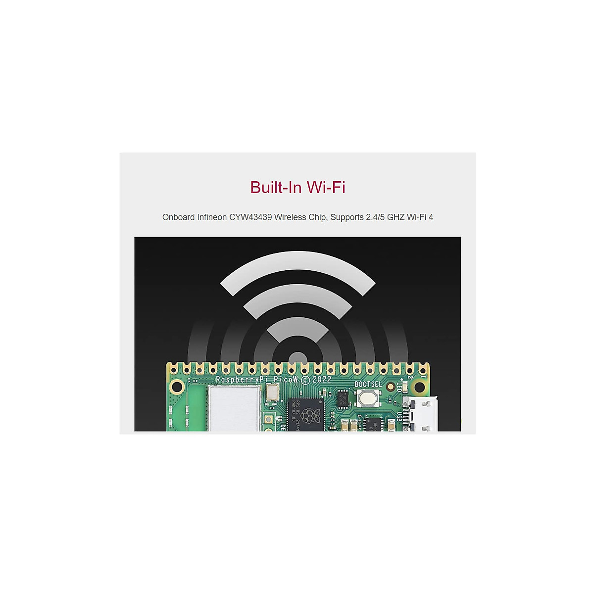 waveshare Pre-Soldered Raspberry Pi Pico W Microcontroller Board Basic Kit,Built-in WiFi,Supports 2.4/5 GHZ Wi-Fi 4,Based On RP2040 Dual-Core Processor