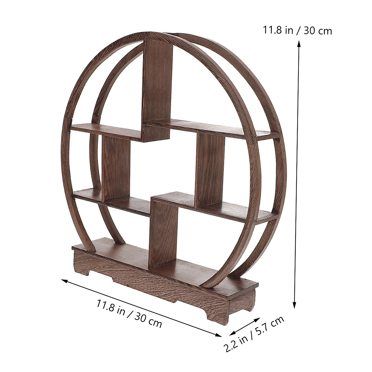 CAXUSD Solid Display Stand Antique Rosewood Shelf Shape Crafts Organizer Without Ornaments for Home Office Decor