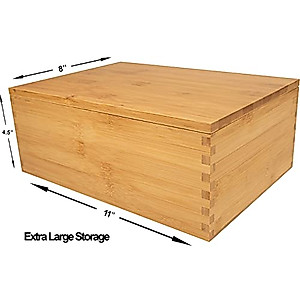 Blake & Lake Wooden Storage box with Lid - Large Wood Keepsake boxes - Gift Box with lids Store Photos Keepsakes Jewelry Colectibles Treasures - Dovetail Design (Natural)