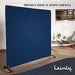Lainly Rolling Room Divider Wall - Made in North America (6' L x 6' H, Cobalt Blue) Partition Room Dividers, Temporary Wall, Office Divider, Privacy Screen, Wall Divider & Room Divider Screen