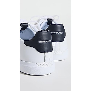 Tory Burch Women's Logo Howell Court Sneakers, White/Perfect Navy, 11 Medium US