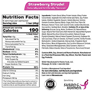 FITCRUNCH Snack Size Protein Bars, Designed by Robert Irvine, 6-Layer Baked Bar, 3g of Sugar, Gluten Free & Soft Cake Core (9 Bars, Strawberry Strudel)