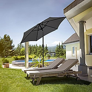 TUKAILAi 10ft Patio Umbrella, 3M Heavy Duty Outdoor Umbrella with Push Button Tilt Crank and 6 Sturdy Ribs, UV 50+ Protection Sun Shade for Market, Garden, Patio, Backyard & Pool (Grey)