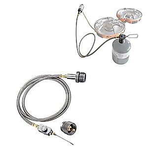 CAMPINGMOON Propane Gas Device Adapter with Extend Hose(41"/105cm), Input: 16oz/1Lb Small Propane Canister, Output: Propane Gas Stove Z22/Z29-105