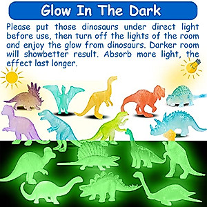 24 PCS Easter Eggs Filled with Dinosaur Toys for Kids Glow in Dark Easter Basket Stuffers for Toddler Boys Girls Easter Gifts Decorations Egg Hunt Games Goodie Bags Pinata Fillers Dino Party Favors