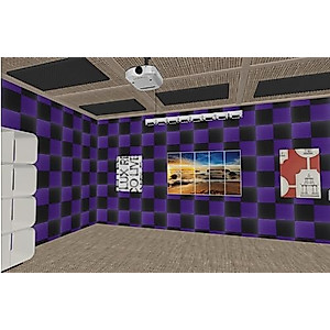 96 Pack Absorb the echo Acoustic Foam Panel Wedge Studio Soundproofing Wall Tiles Purple/black 12" X 12" X 1"