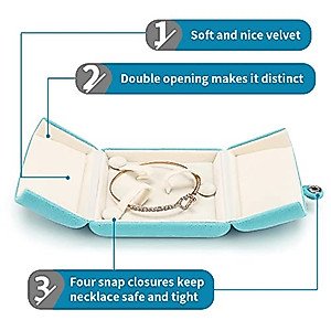 MDLUU Velvet Bracelet Gift Box, Bangle Holder Case, Jewelry Storage Displays for Birthday, Wedding, Valentine's Day, Anniversary (Cyan Blue)