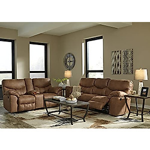 Signature Design by Ashley Boxberg Oversized Faux Leather Manual Pull Tab Reclining Sofa, Brown