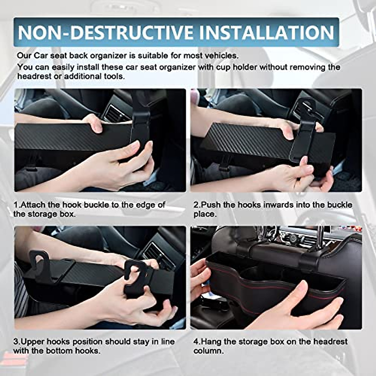 Car Headrest Backseat Organizer with Cup Holders, Perfect for Eating in Your Car, Back Seat Organizer for Kids, Car Food Table or Sauce Holder, Car Travel Accessories