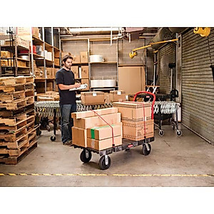 Rubbermaid 2-Shelf Plastic/Poly Mobile Utility Cart with Lockable Wheels, Black (RCP4441BLA)